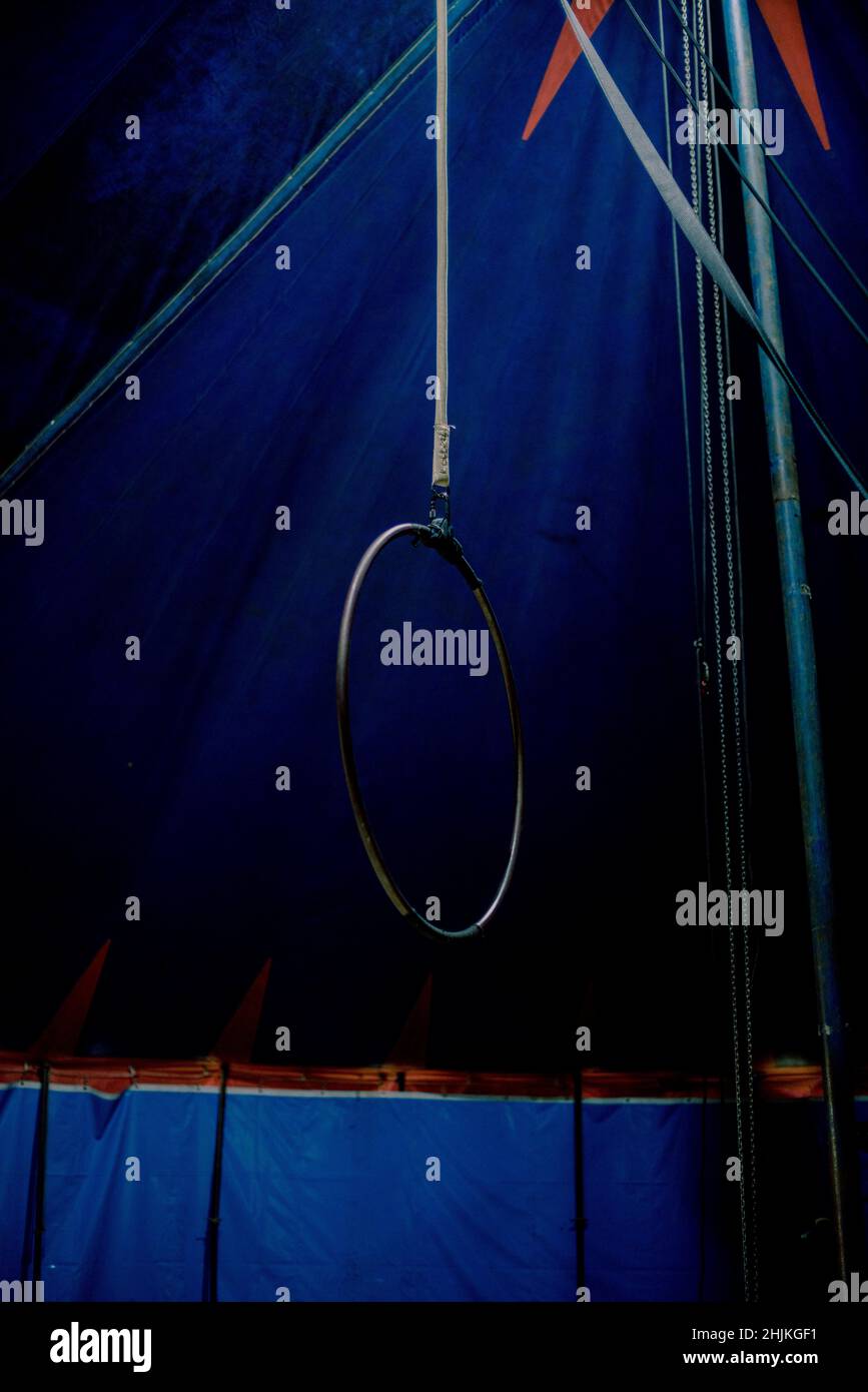Vertical shot of a trapeze ring in a circus Stock Photo - Alamy