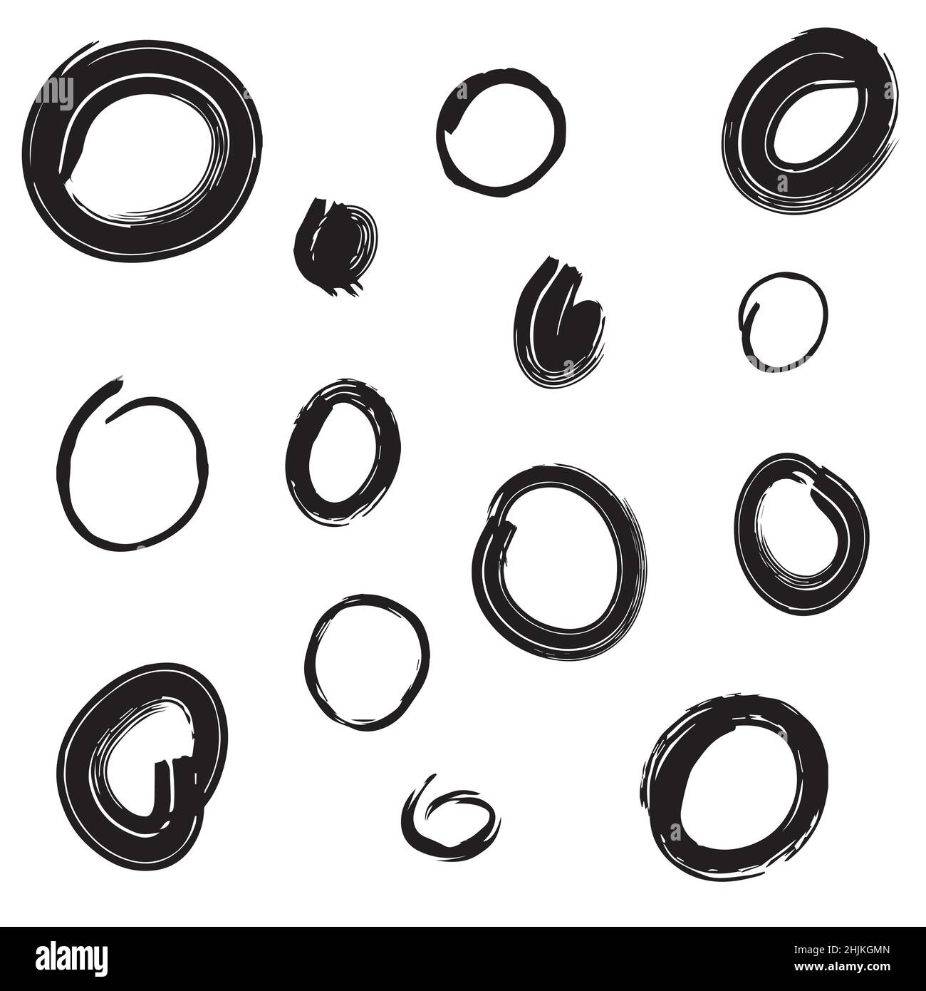 Hand drawn circle line sketch set. Vector circular scribble doodle ...