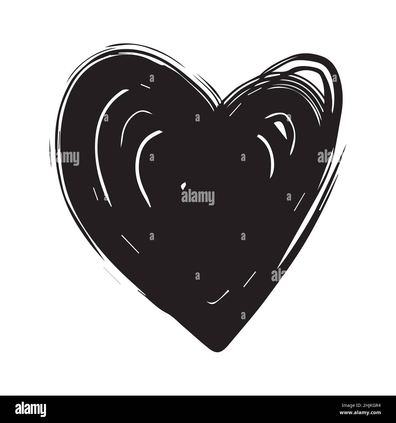 Hand Drawn Calligraphy Heart Isolated on White Background. Vector ...