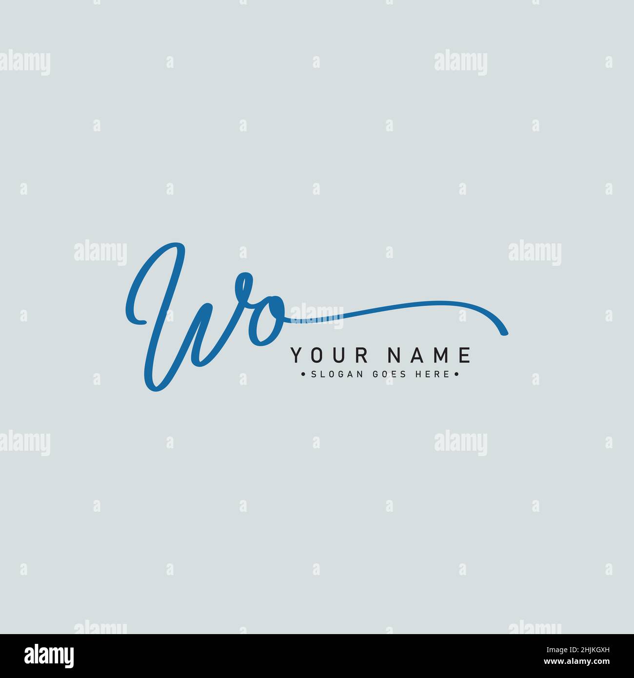 Initial Letter WO Logo - Hand Drawn Signature Style Logo - Simple ...