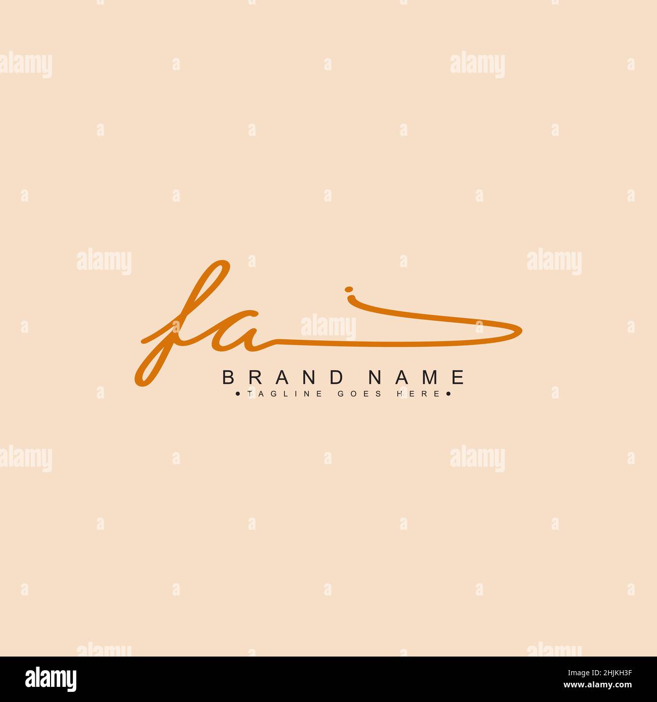 Initial Letter FA Logo - Hand Drawn Signature Logo - Minimal Vector ...