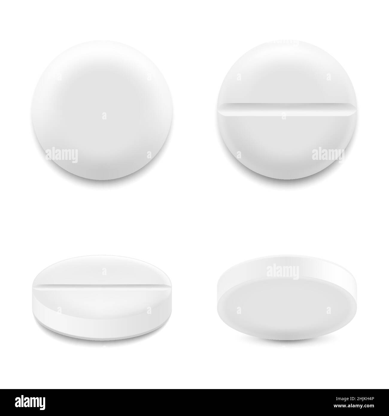 Realistic round pills and capsules mockup style. The concept of ...