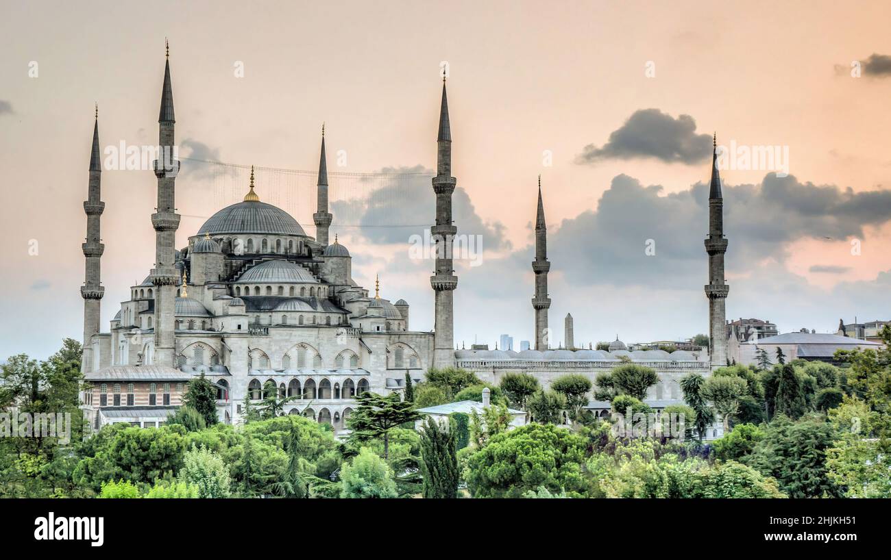Sultanahmet Mosque, also known as Blue Mosque in Sultanahmet Square at ...