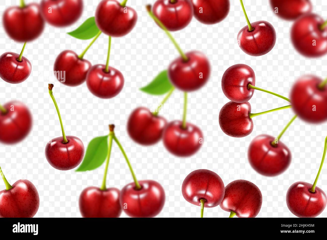 Flying red cherry background. Realistic 3d quality vector. Collection ...