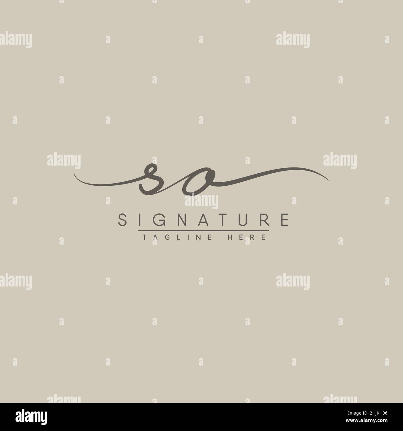 Initial Letter SO Logo - Hand Drawn Signature Logo - Minimal Vector ...