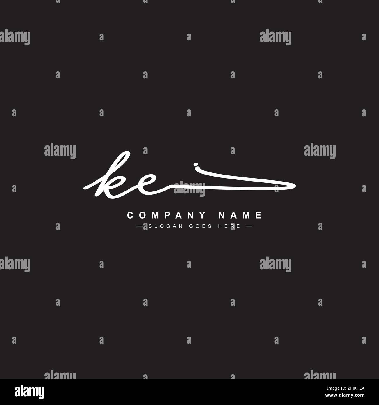 Initial Letter KE Logo - Hand Drawn Signature Logo - Minimal Vector ...