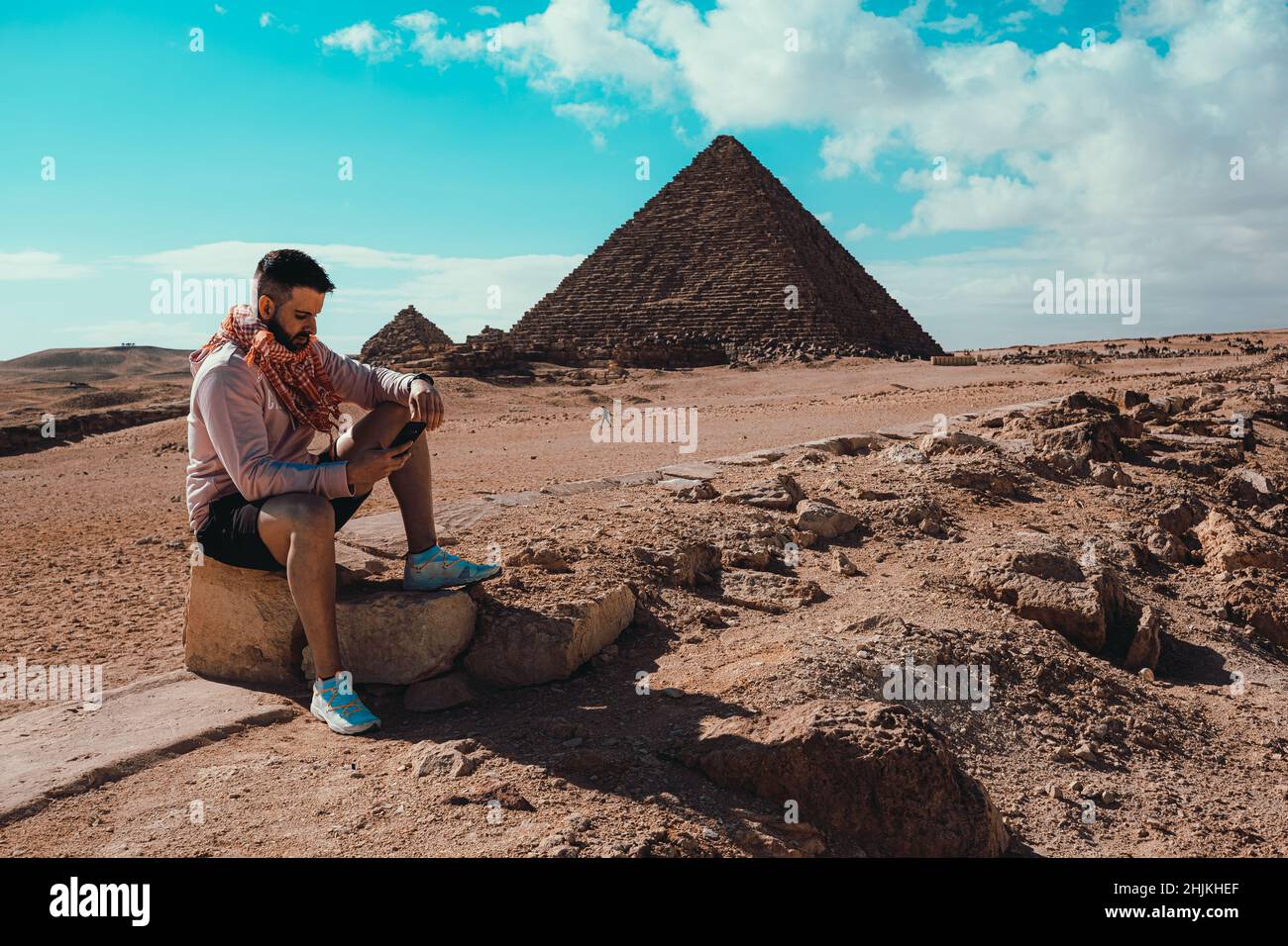 Man sitting on a pyramid hi-res stock photography and images - Alamy