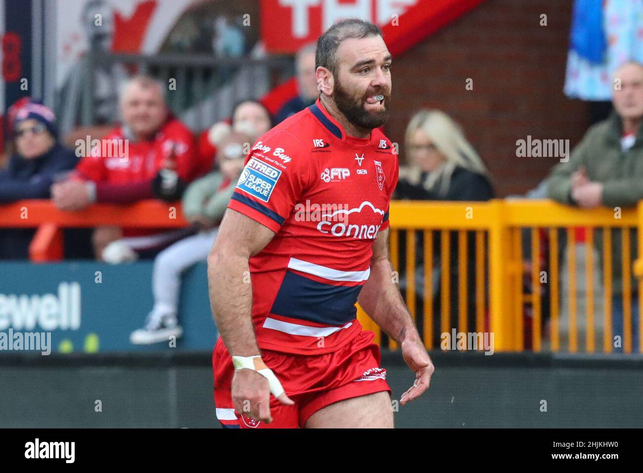 Kane Linnett (12) of Hull KR in action during the game Stock Photo - Alamy