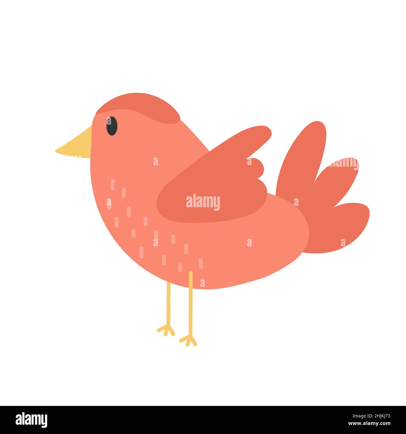Cute red bird animal - cartoon vector in hand drawn simple style on ...