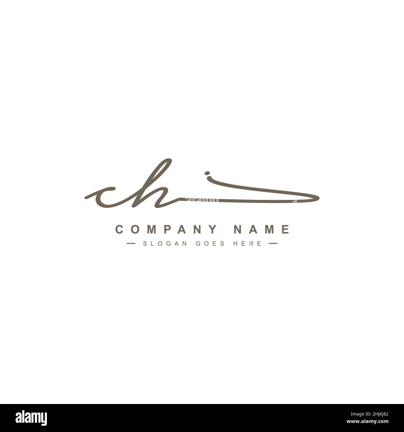 Initial Letter CH Logo - Hand Drawn Signature Logo - Minimal Vector ...
