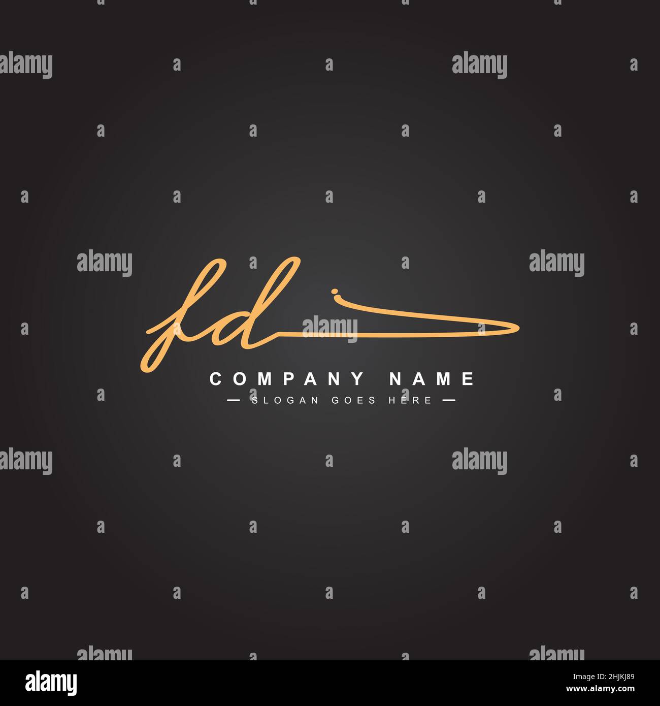 Initial Letter FD Logo - Handwritten Signature Style Logo - Minimal ...