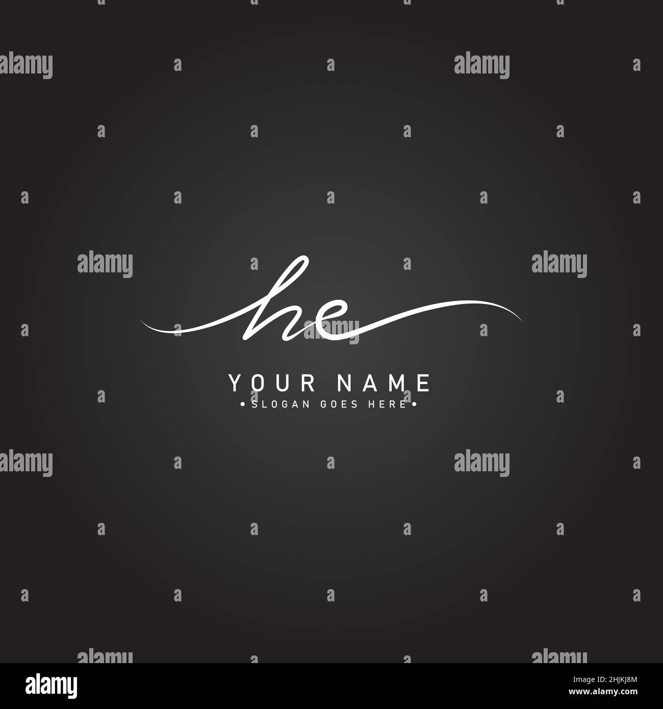 Initial Letter HE Logo - Hand Drawn Signature Style Logo - Minimal ...