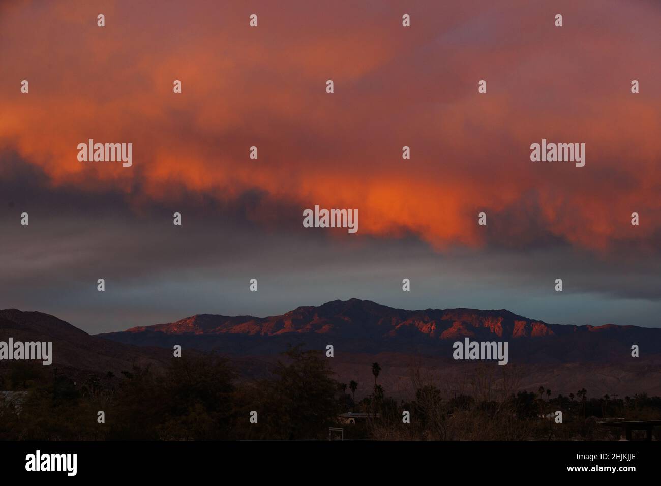 Red clouds at sunset over the Santa Rosa mountain range in Anza Borrego ...