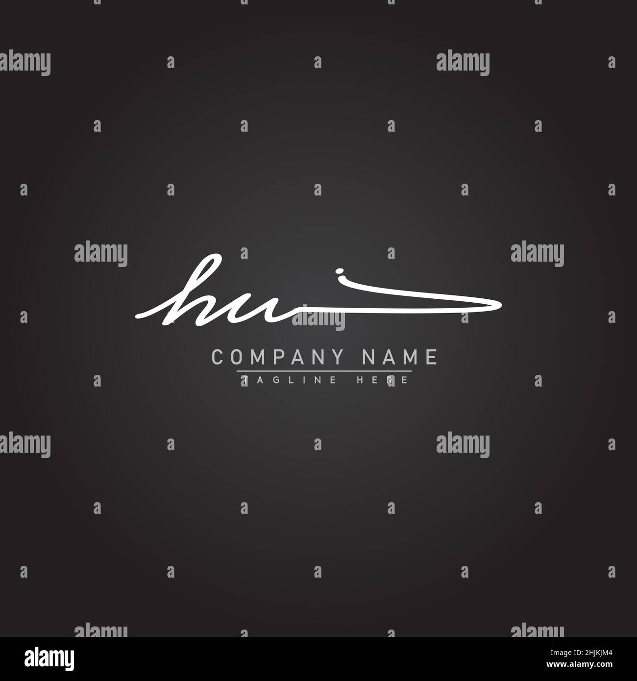 Initial Letter HU Logo - Handwritten Signature Logo - Minimal Vector ...