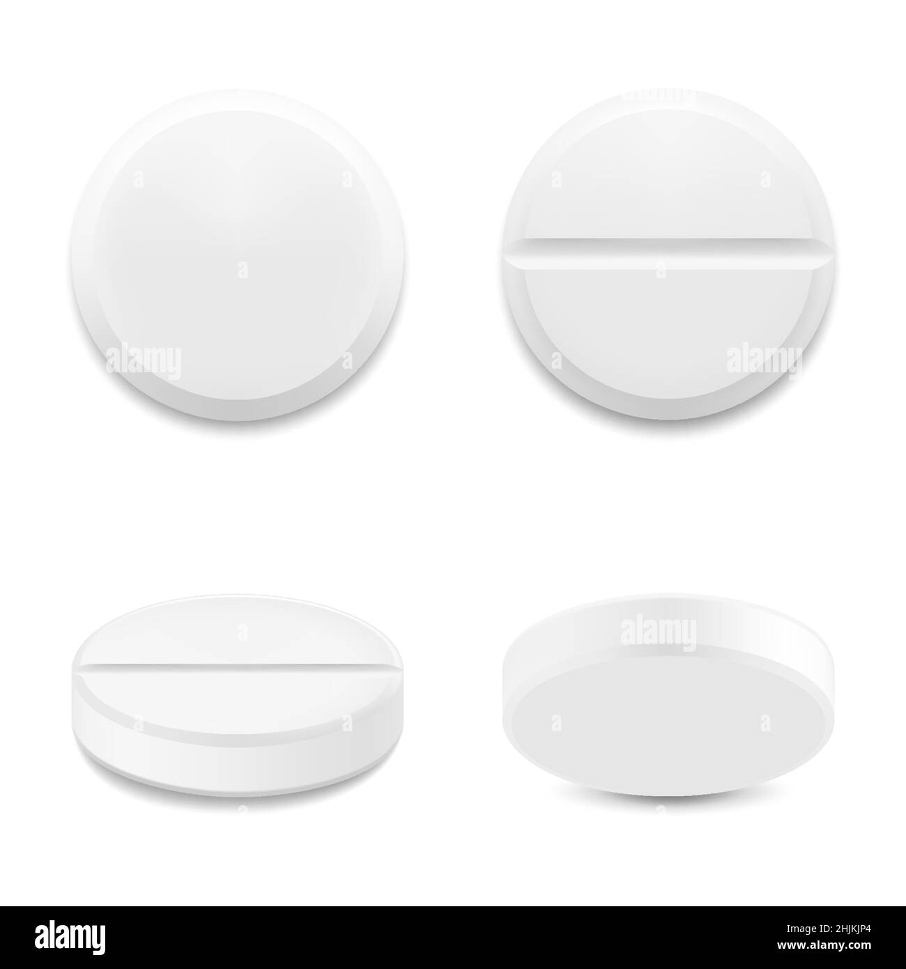 Realistic round pills and capsules mockup style. The concept of ...