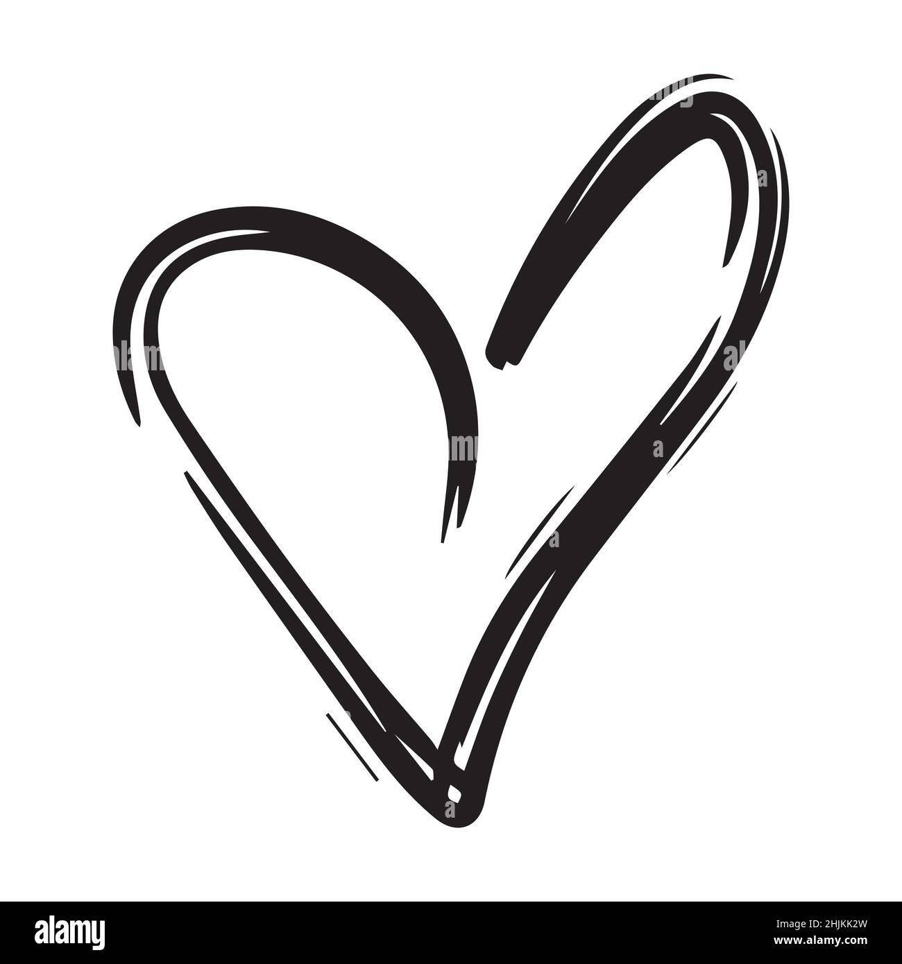 Hand Drawn Calligraphy Heart Isolated on White Background. Vector ...