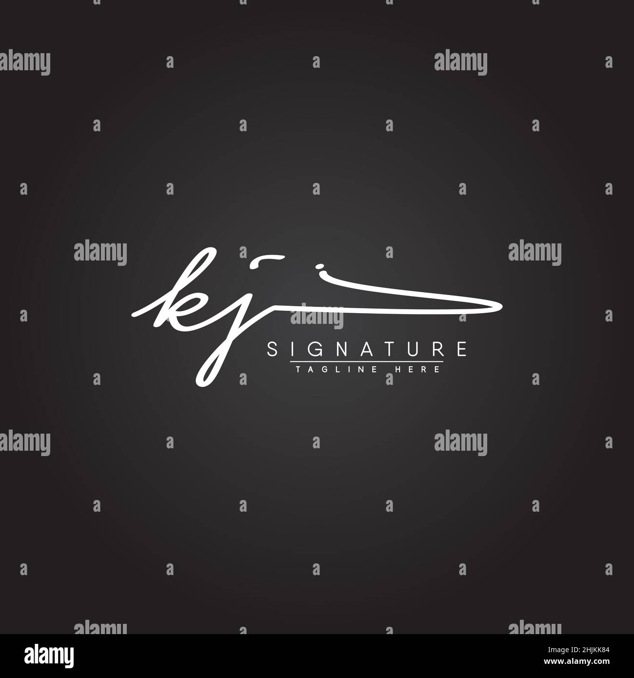 Initial Letter KJ Logo - Hand Drawn Signature Style Logo - Minimal ...