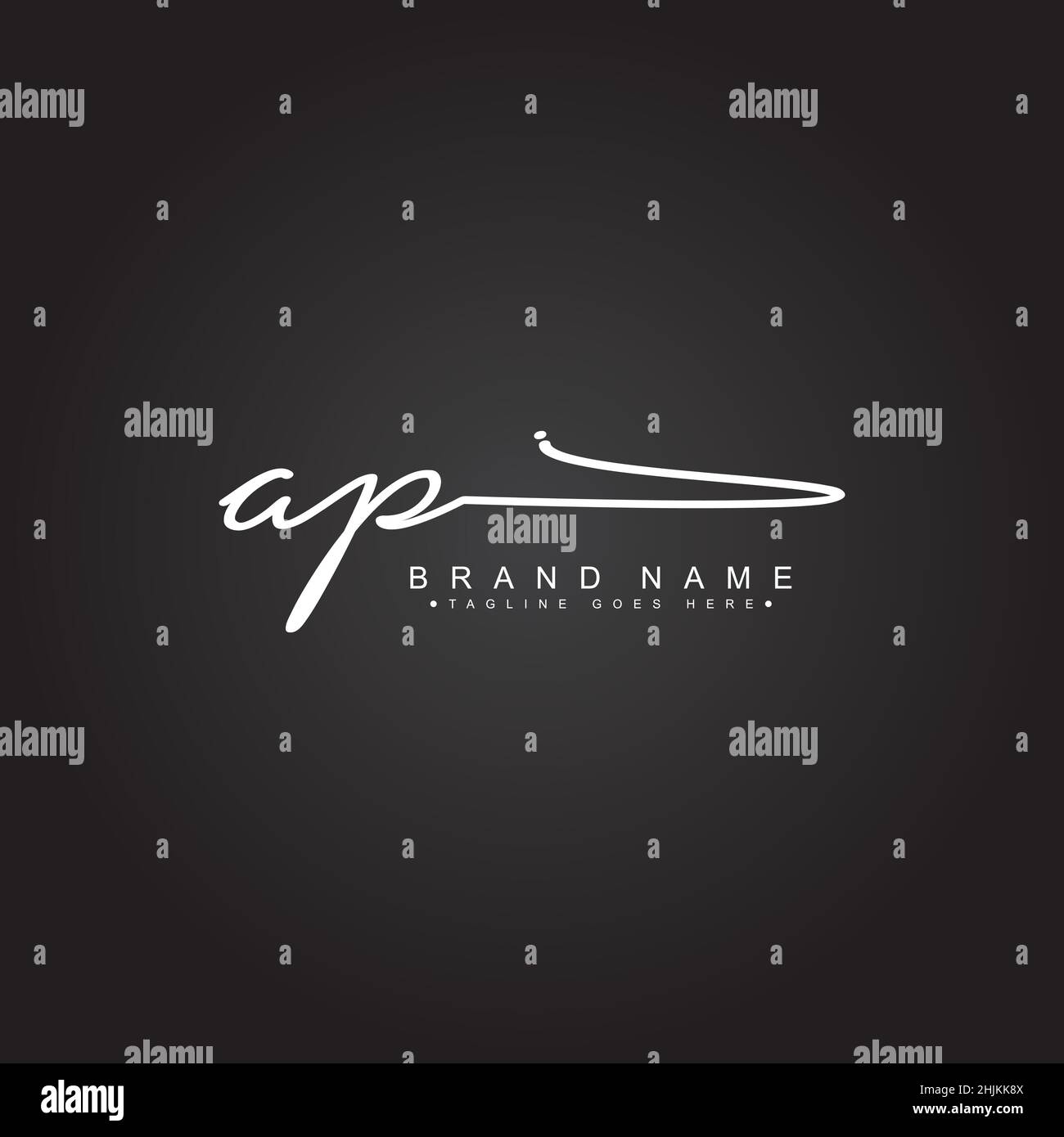 Initial Letter AP Logo - Hand Drawn Signature Style Logo - Minimal ...