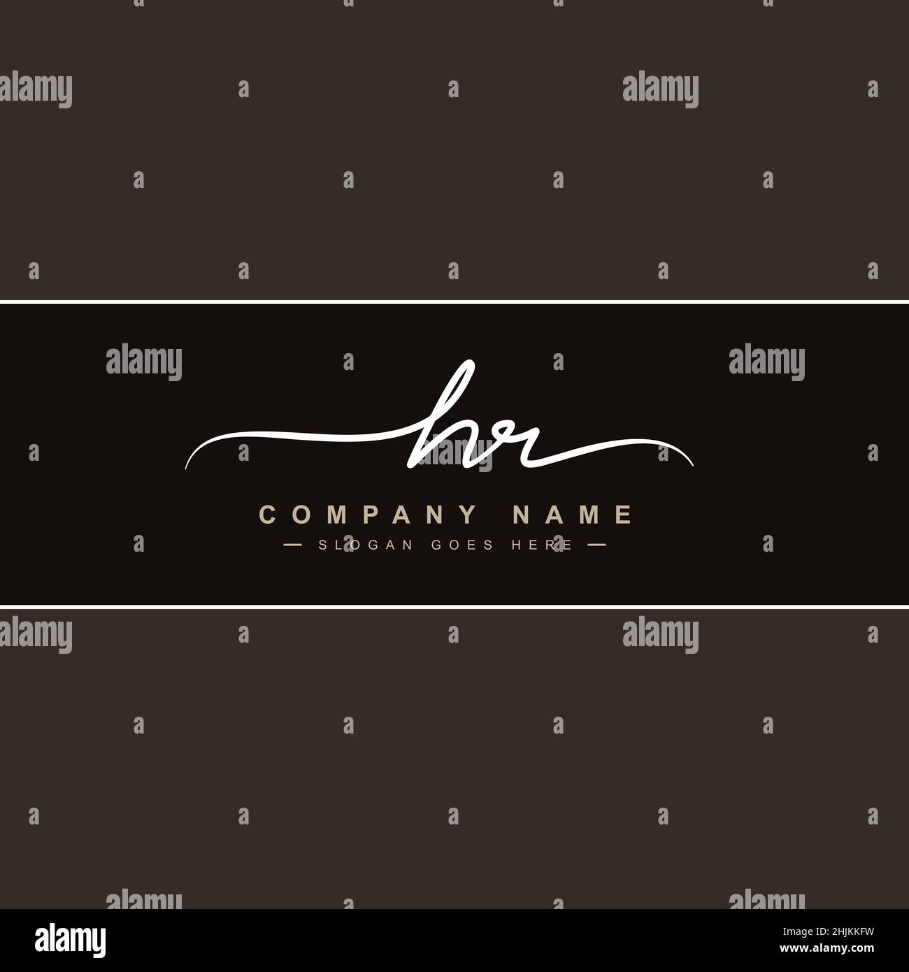Initial Letter HR Logo - Handwritten Signature Logo - Minimal Vector ...