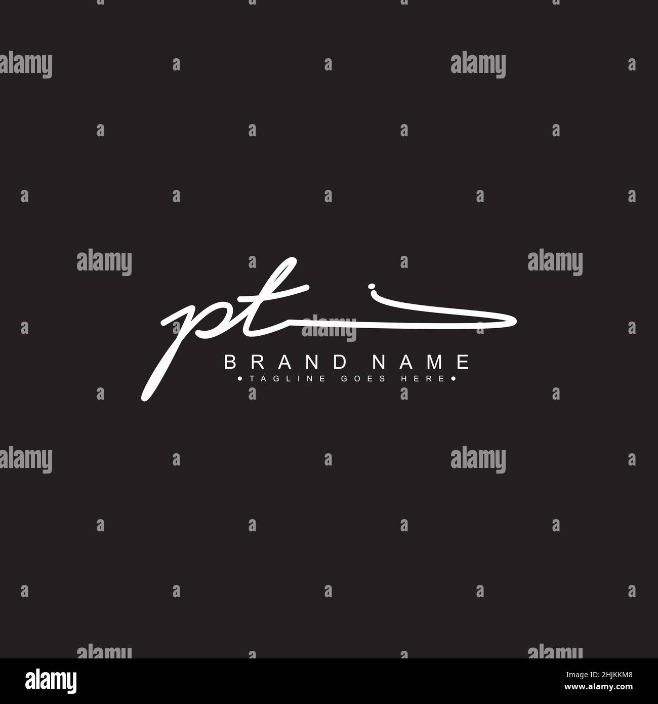 Initial Letter PT Logo - Hand Drawn Signature Logo - Minimal Vector ...