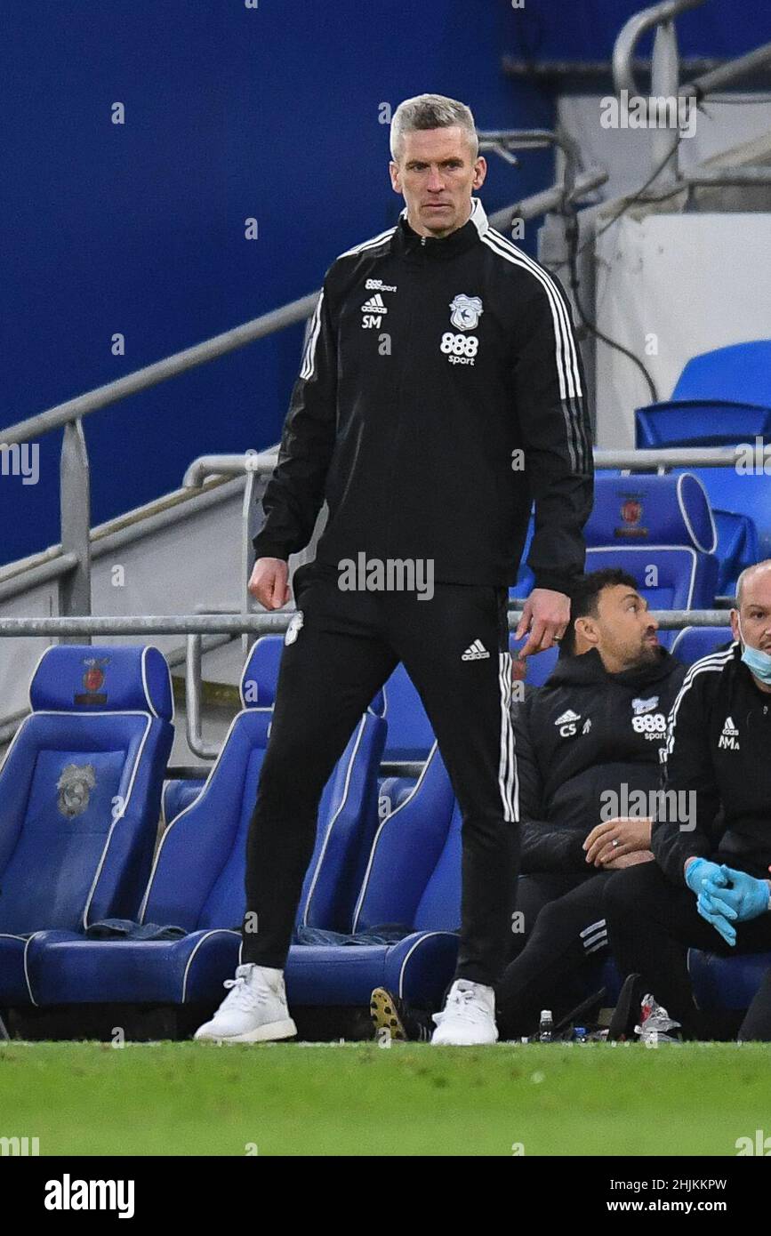 Steve Morison manager of Cardiff City during the game Stock Photo - Alamy