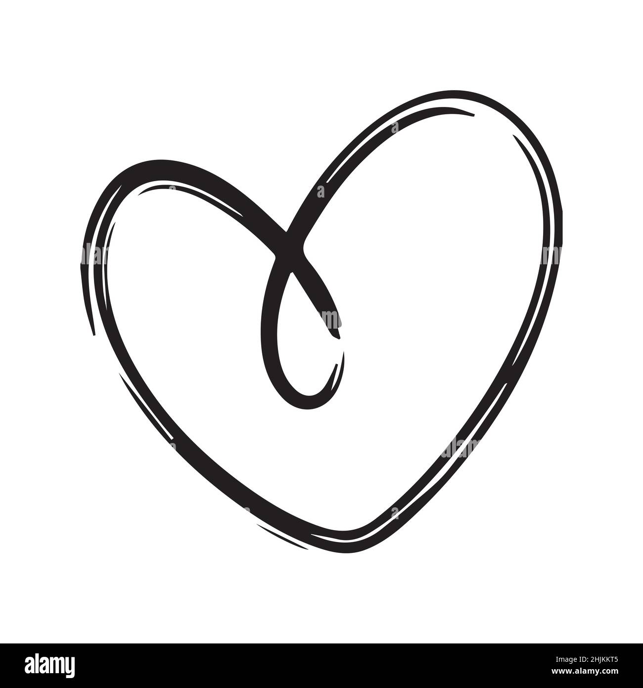 Hand Drawn Calligraphy Heart Isolated on White Background. Vector ...