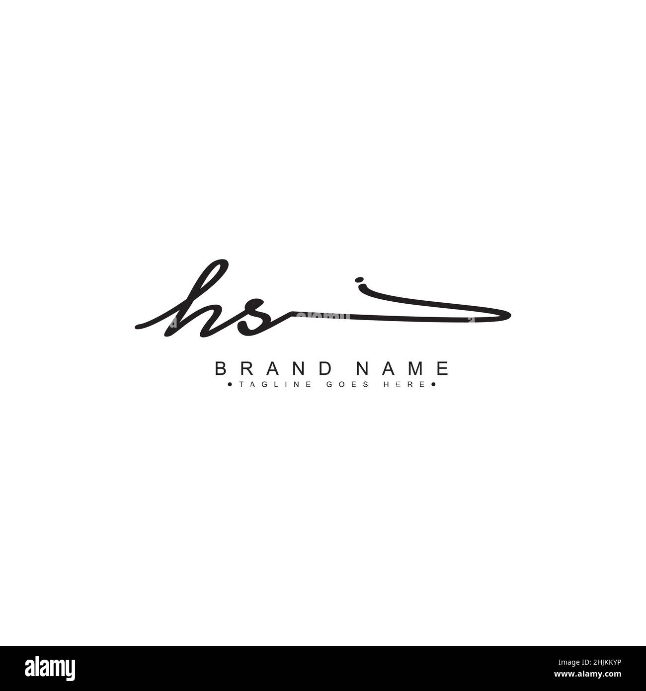 Initial Letter HS Logo - Handwritten Signature Logo - Minimal Vector ...