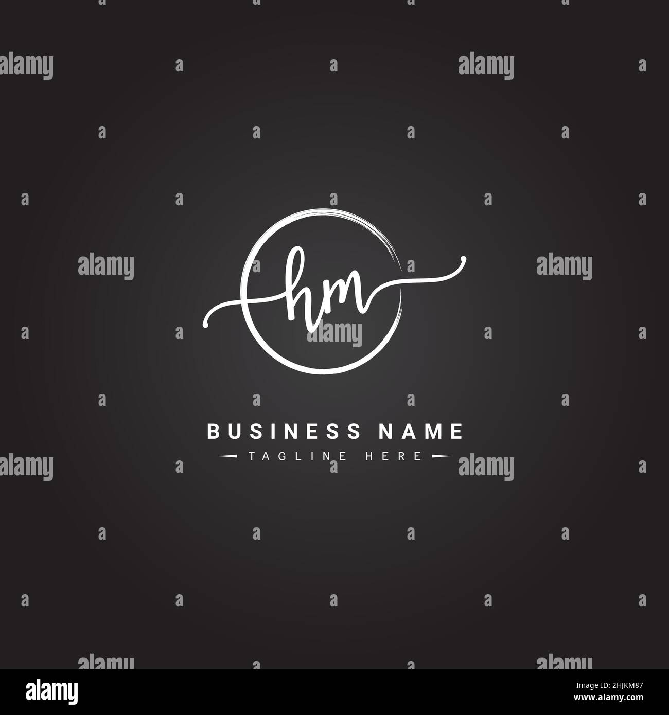 Initial Letter HM Logo - Hand Drawn Signature Style Logo - Minimal Vector Logo for Initials in ...
