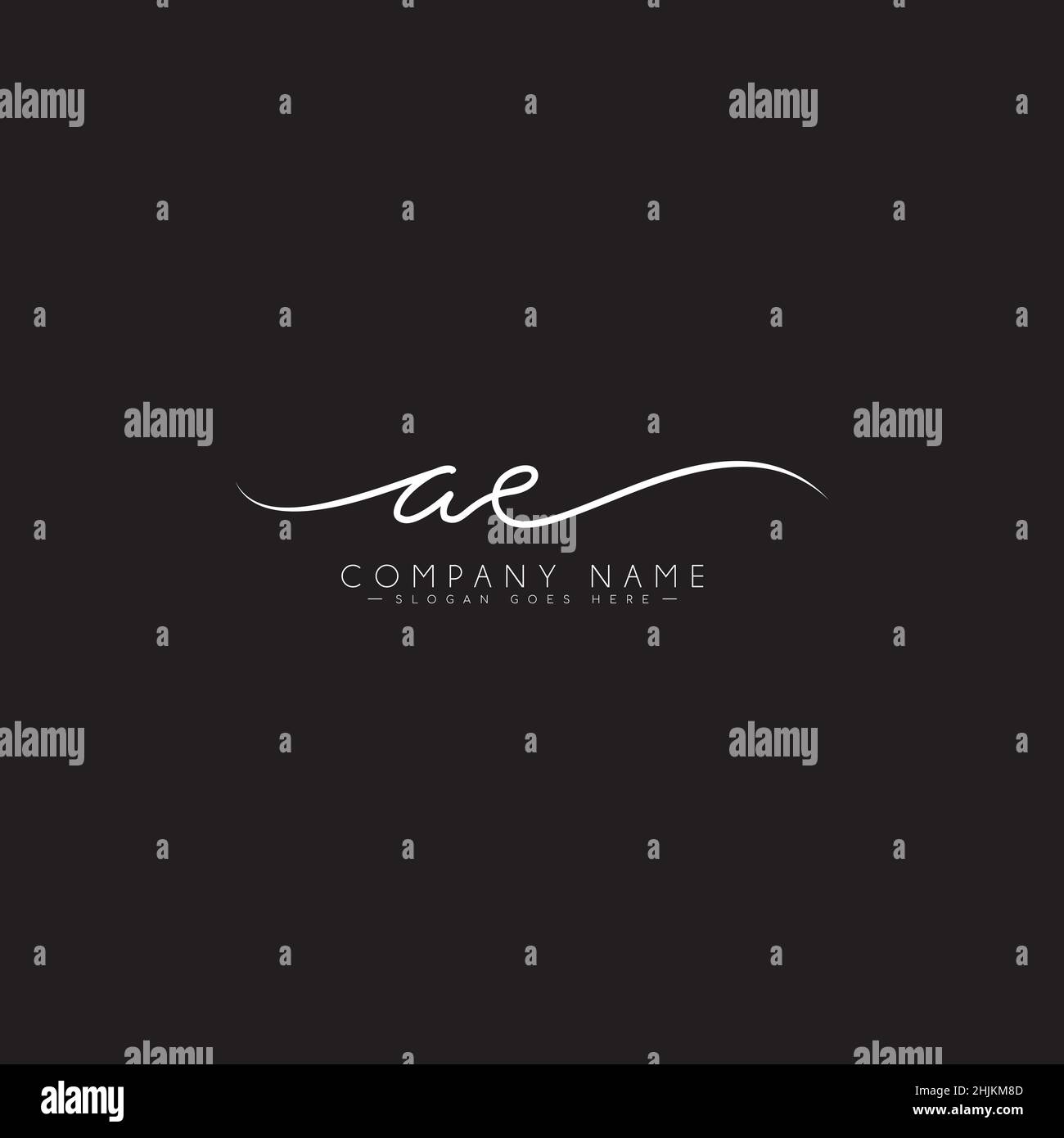 Initial Letter AE Logo - Hand Drawn Signature Logo - Minimal Vector Logo for Initials in ...