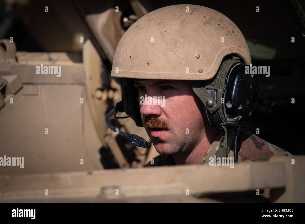 U.S. Army Staff Sgt. Trey Moritz, a M2A3 Bradley Fighting Vehicle ...