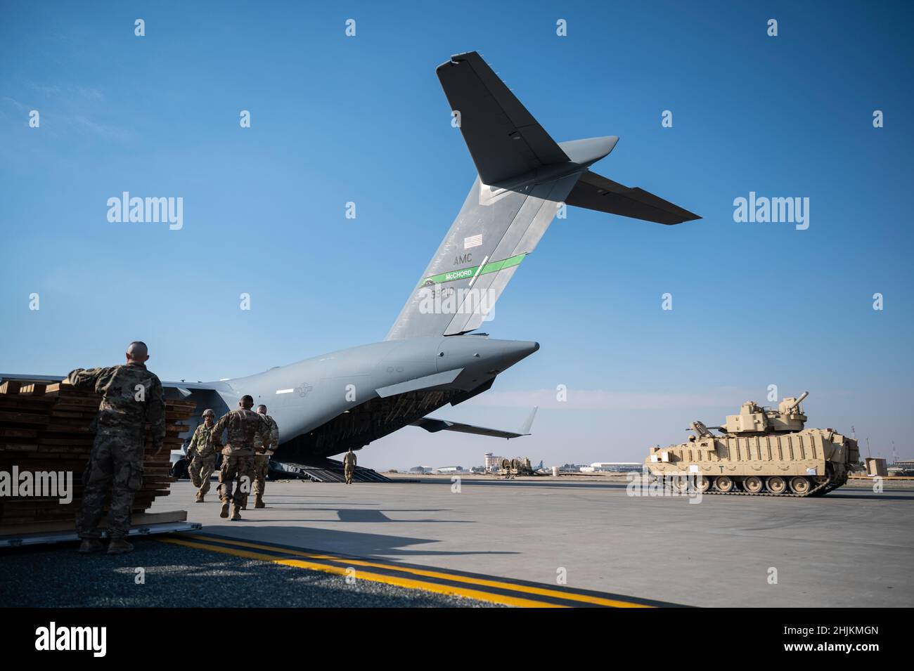 U.S. Air Force Airmen assigned to the 816th Expeditionary Airlift ...