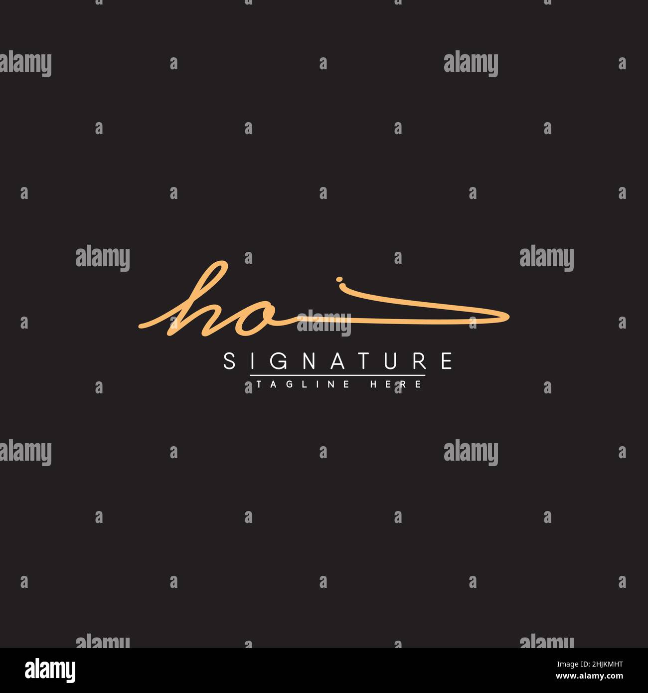 Initial Letter HO Logo - Hand Drawn Signature Logo - Minimal Vector ...