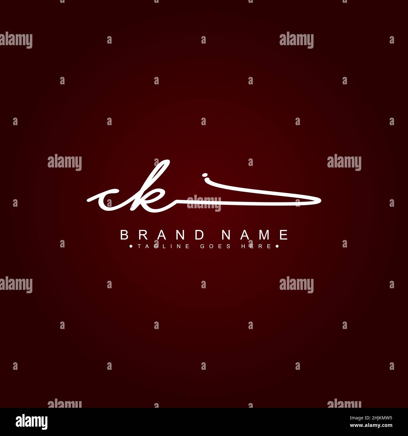 Initial Letter CK Logo - Hand Drawn Signature Logo - Minimal Vector ...