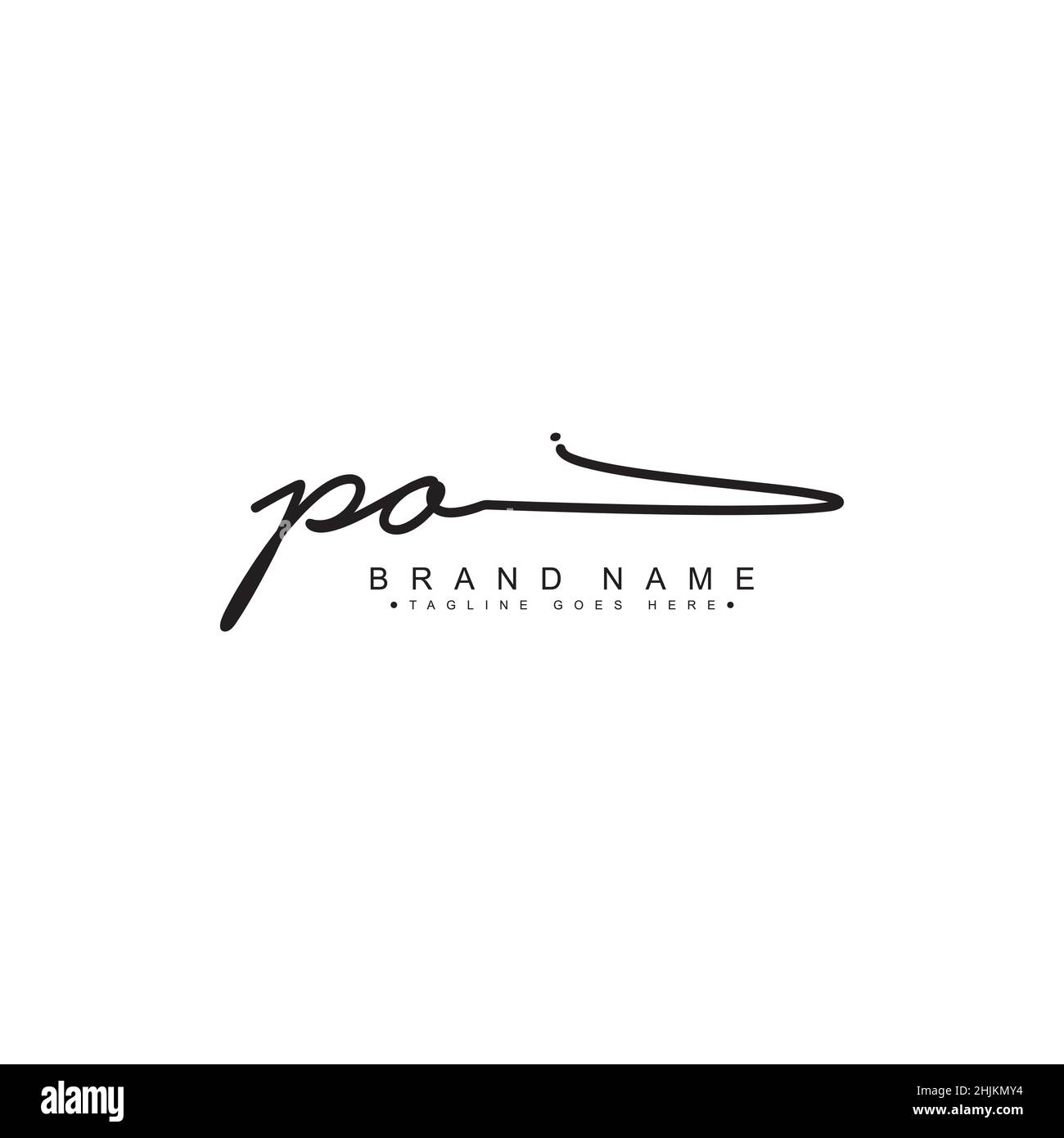 Initial Letter PO Logo - Hand Drawn Signature Style Logo - Minimal ...