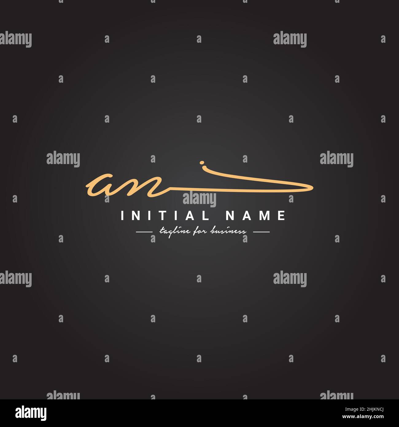 Initial Letter AN Logo - Hand Drawn Signature Logo - Minimal Vector ...
