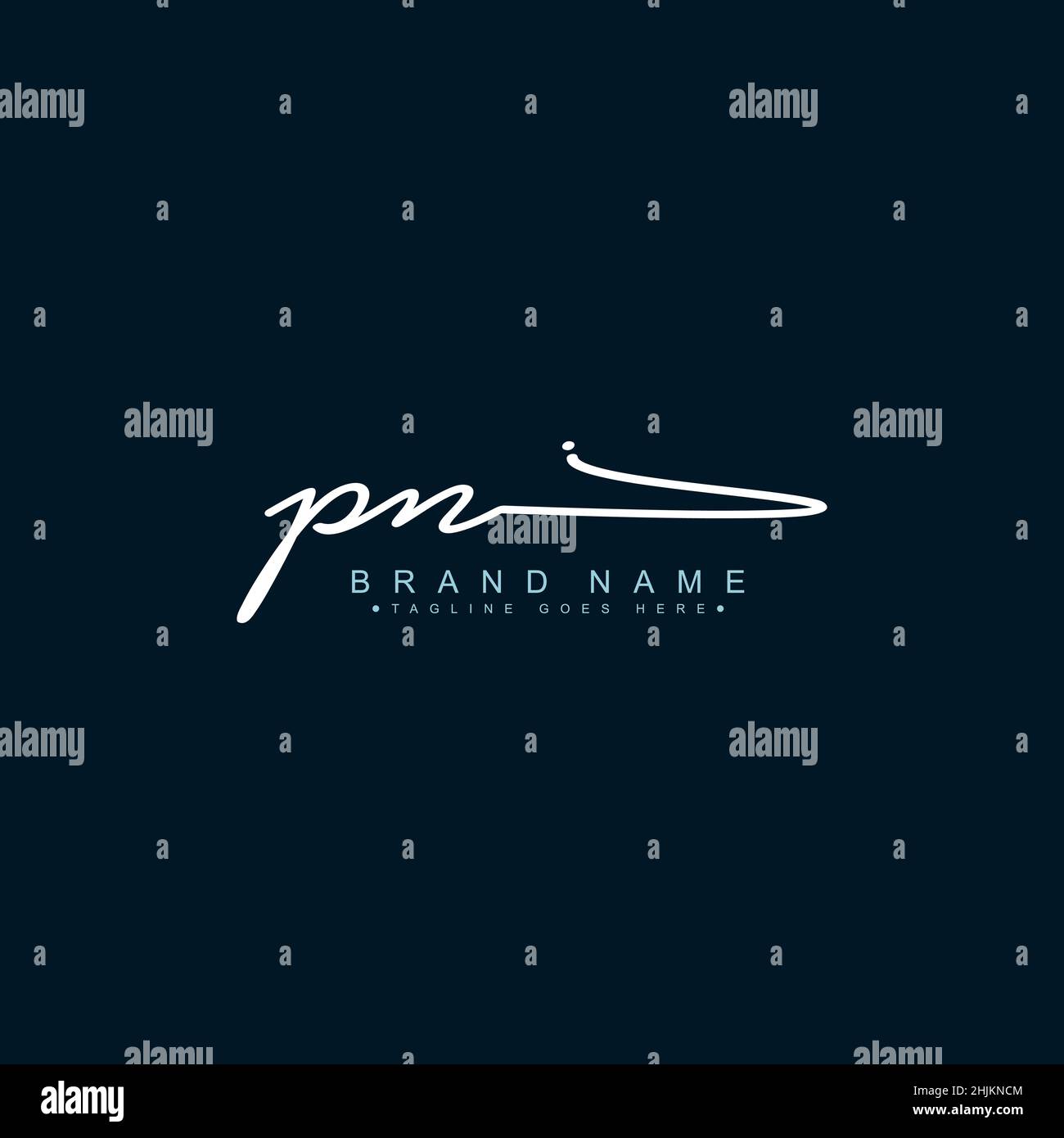 Initial Letter PN Logo - Handwritten Signature Style Logo - Minimal ...