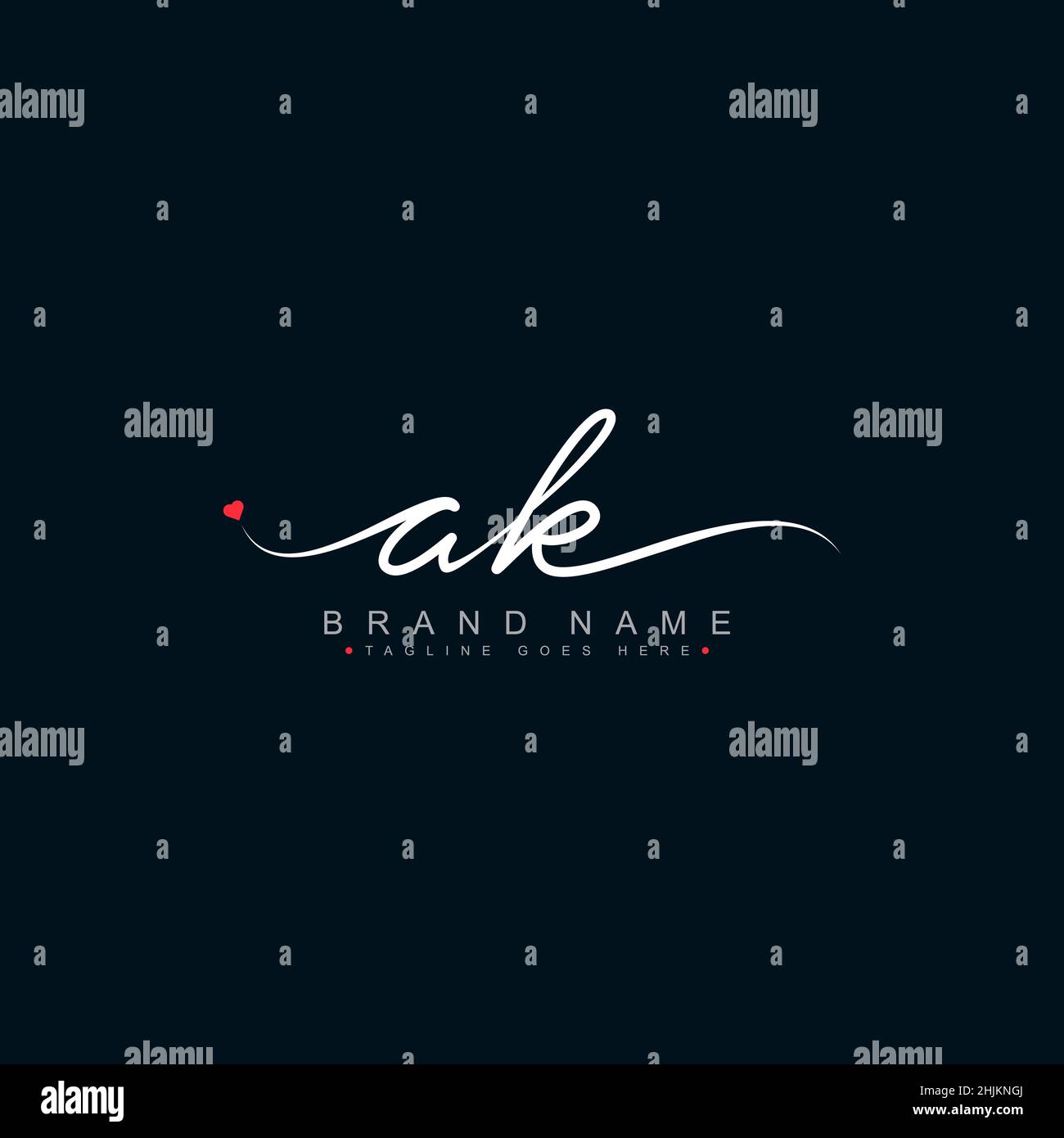 Initial Letter AK Logo - Handwritten Signature Logo - Minimal Vector ...