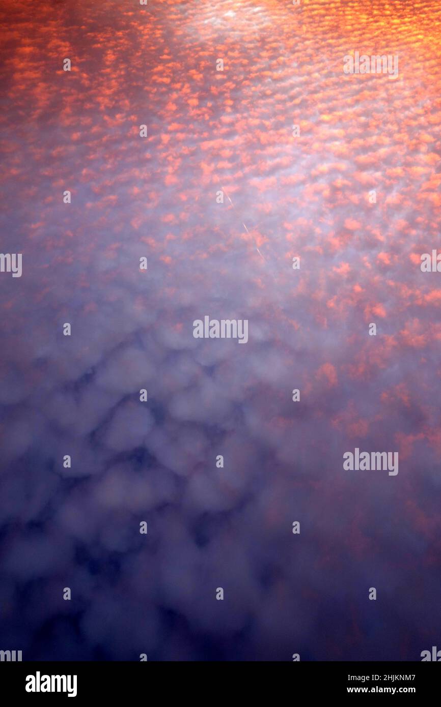 A Beautiful Pink and Blue Sunset with White Mammatus Bubble Clouds ...