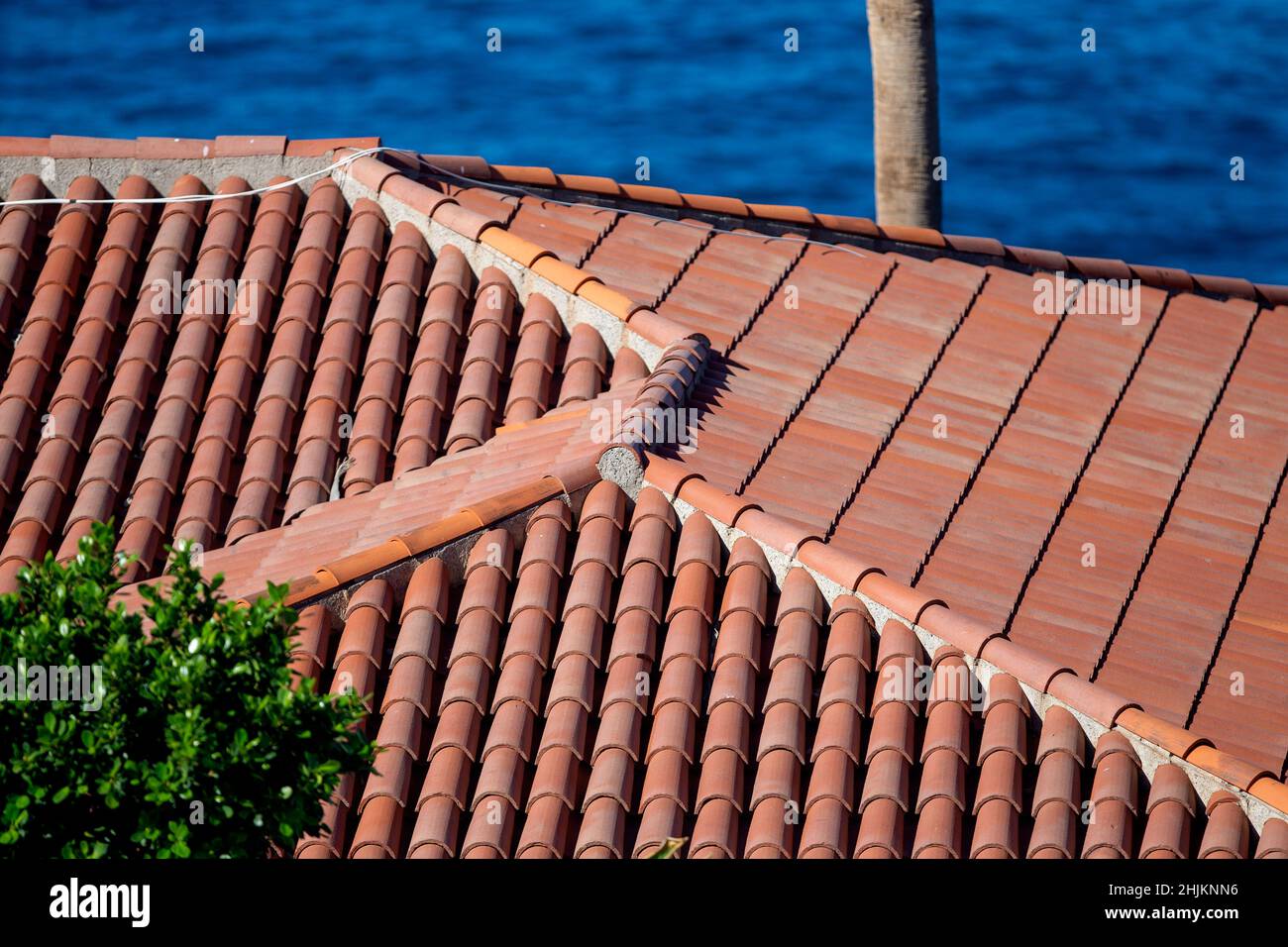 Detail of a roof made with tiles from an old mediterranean village ...