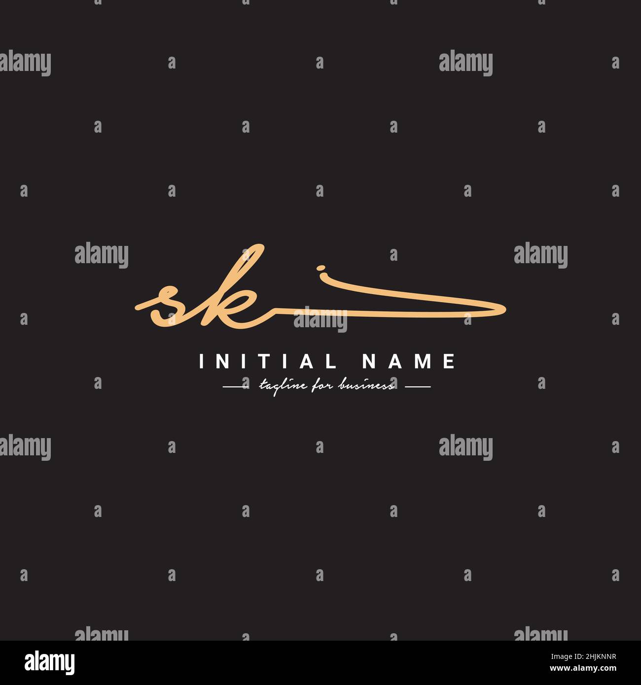 Initial Letter SK Logo - Hand Drawn Signature Style Logo - Minimal ...
