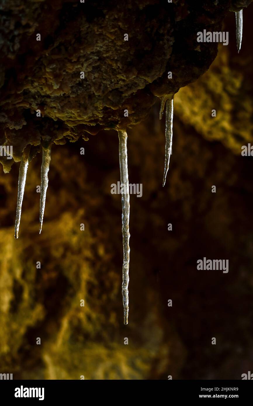 Water dripping from an object is frozen by frost Stock Photo - Alamy