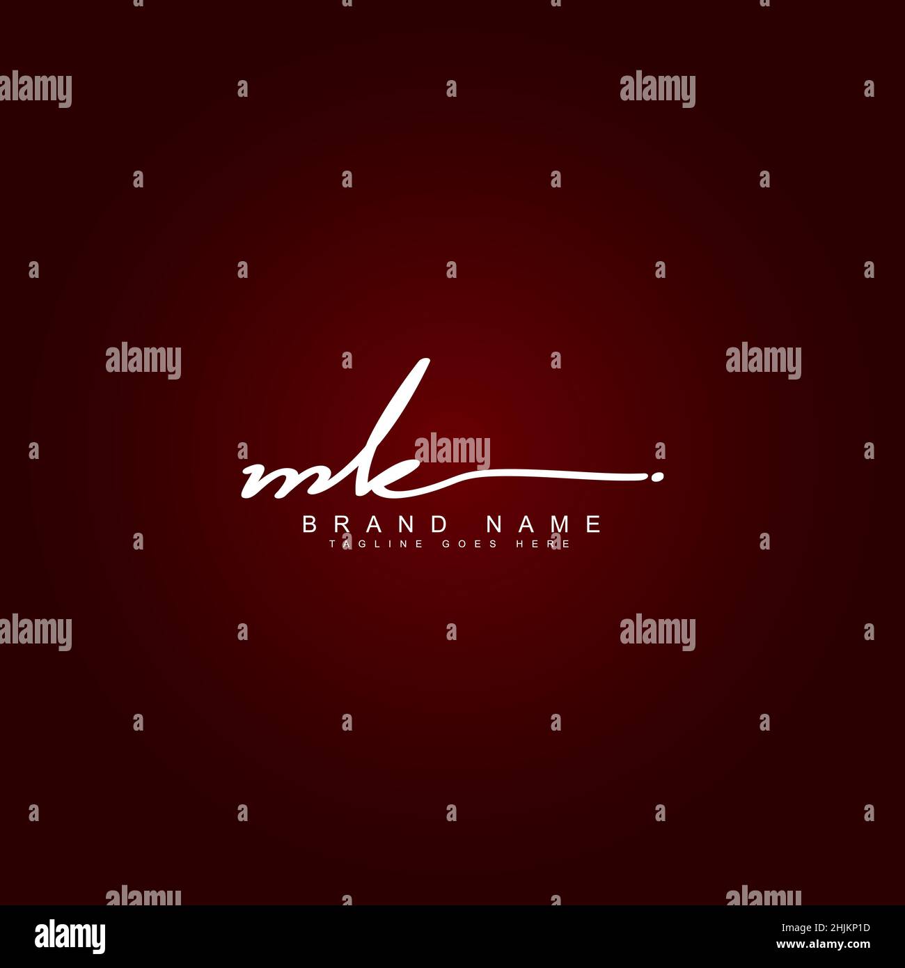 Initial Letter MK Logo - Handwritten Signature Style Logo - Minimal ...