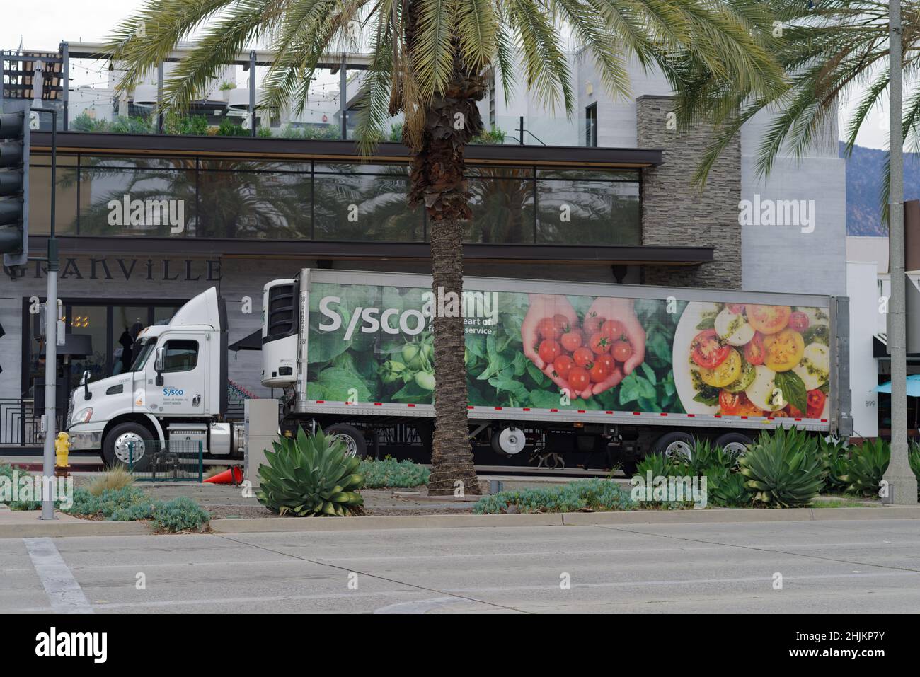 Food delivery truck shown parked in the City of Pasadena Stock Photo ...