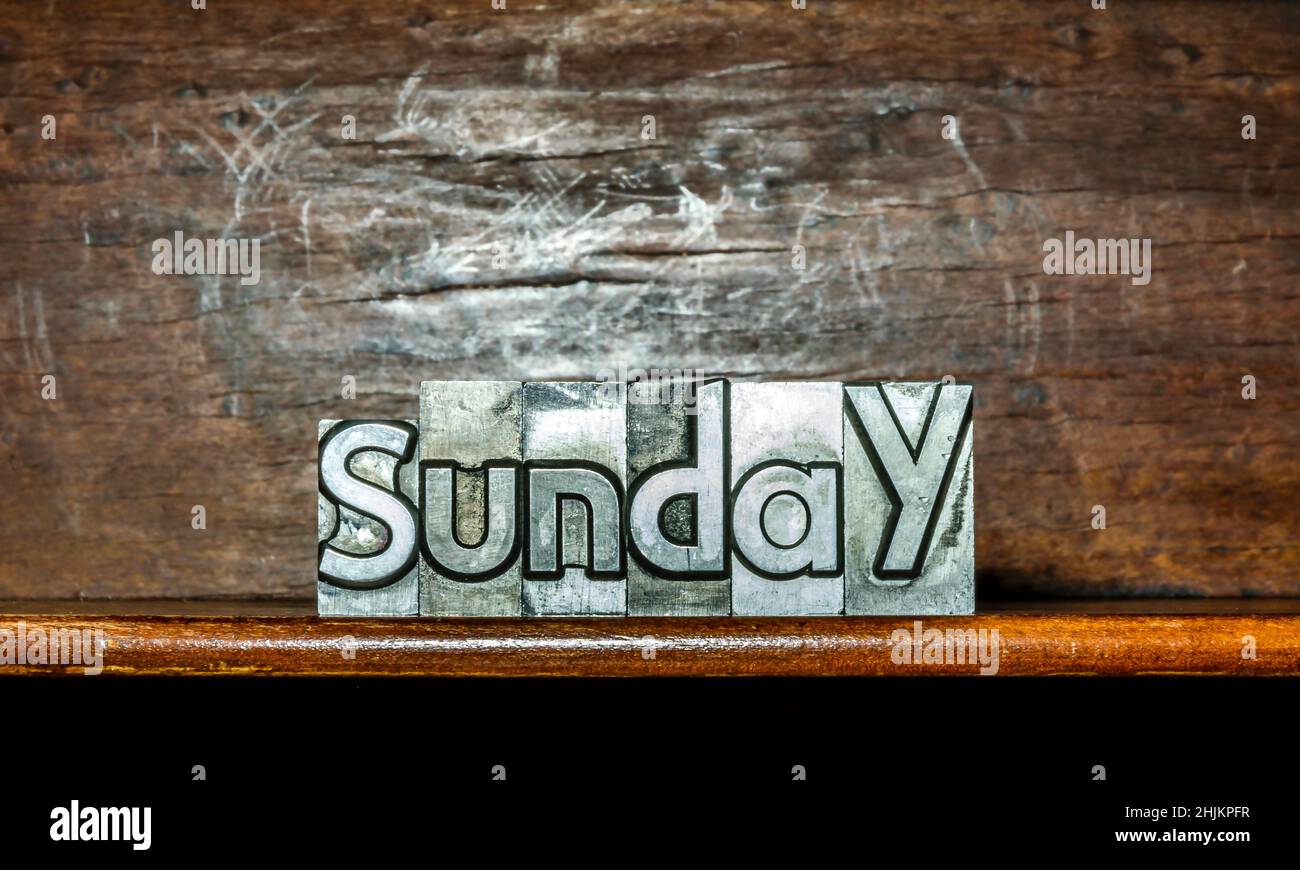 The day of the week Sunday created with movable type printing on a ...