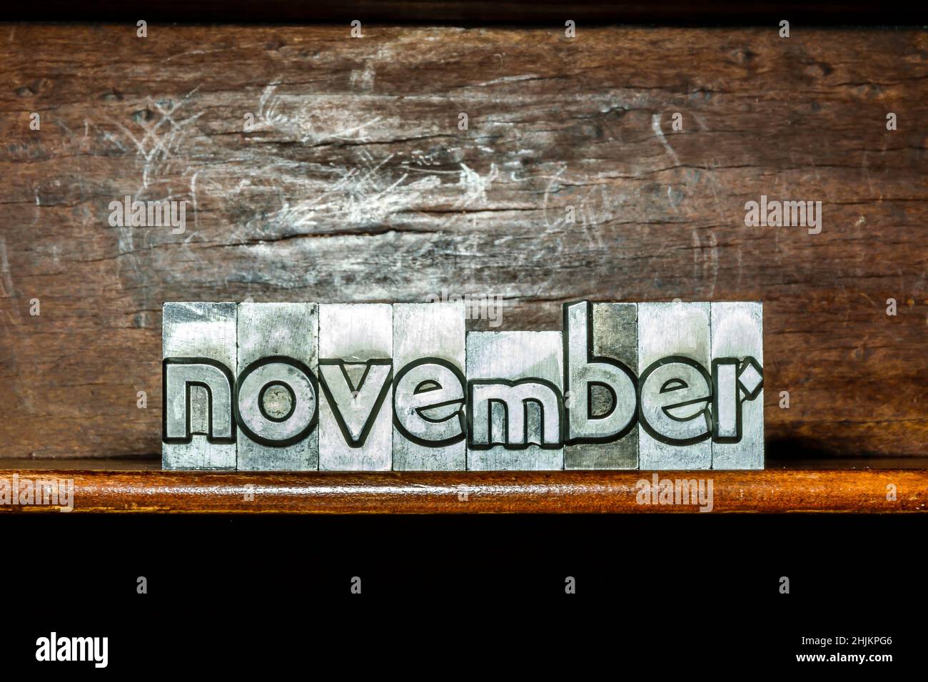 The month of the year November created with movable type printing on a ...