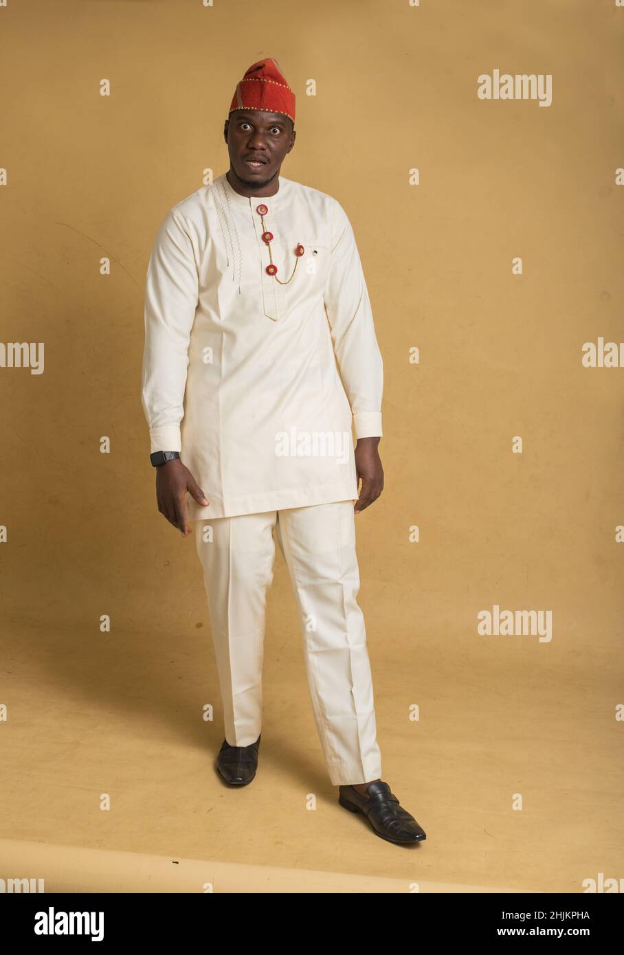 Yoruba Culturally Dressed Business Man leaning backwards in shock Stock ...