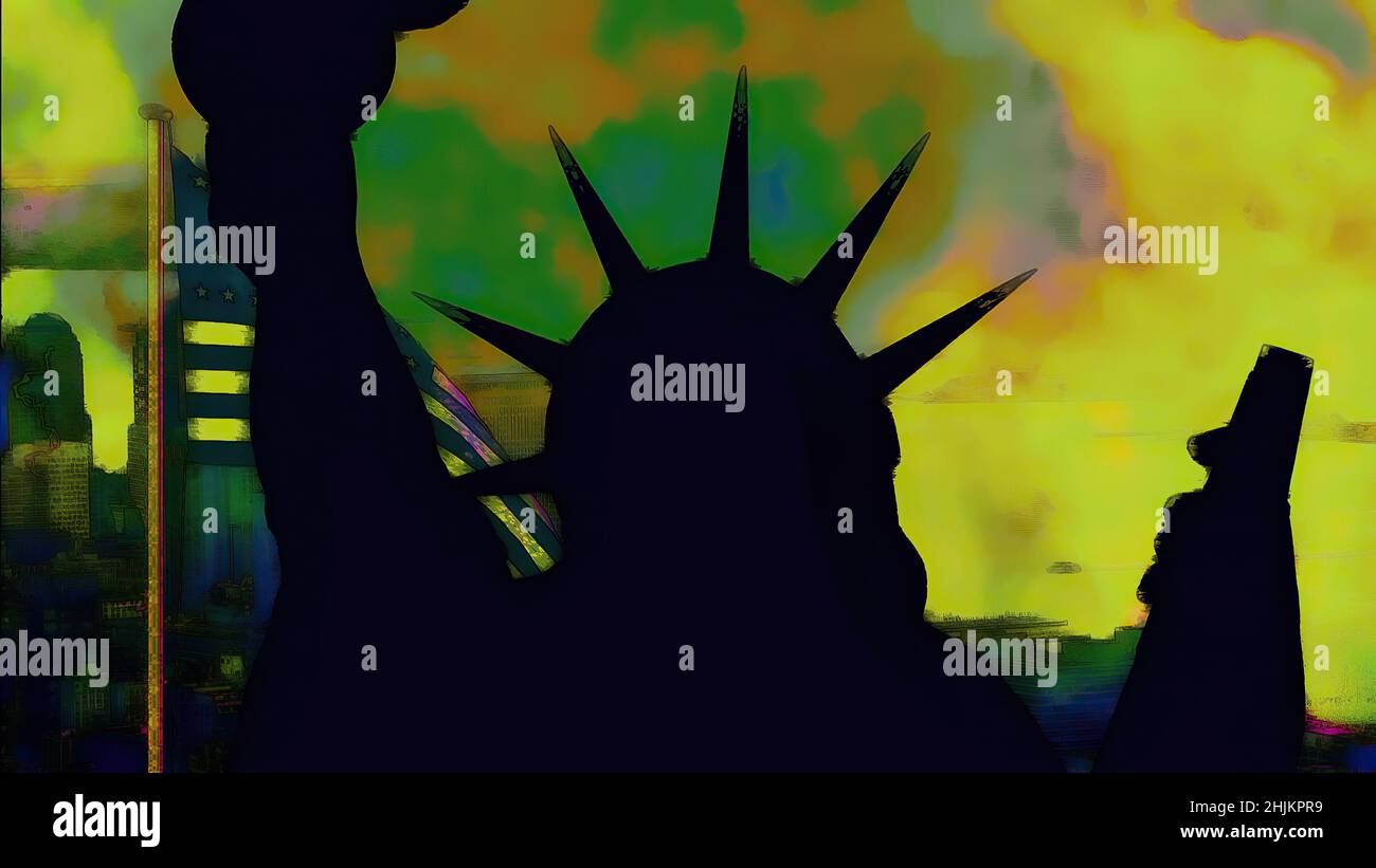 New York Statue of Liberty in a Pop Art Style Layout Stock Photo - Alamy