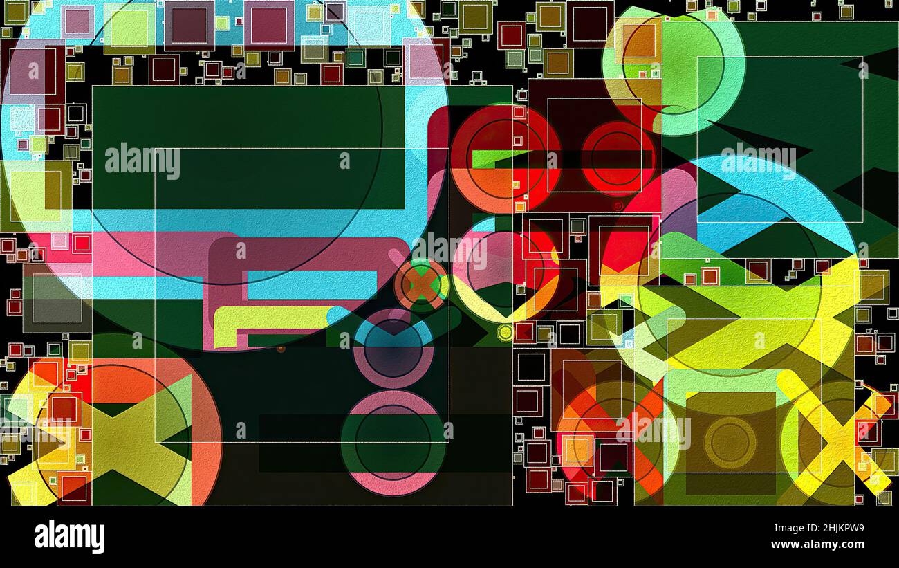 Artwork of abstract composition made with geometrical shapes and ...
