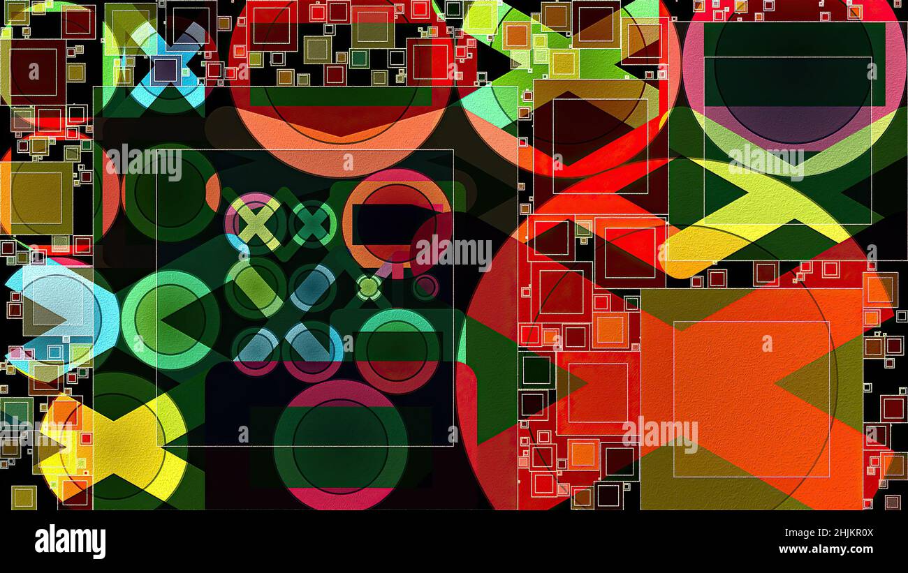 Artwork of abstract composition made with geometrical shapes and ...
