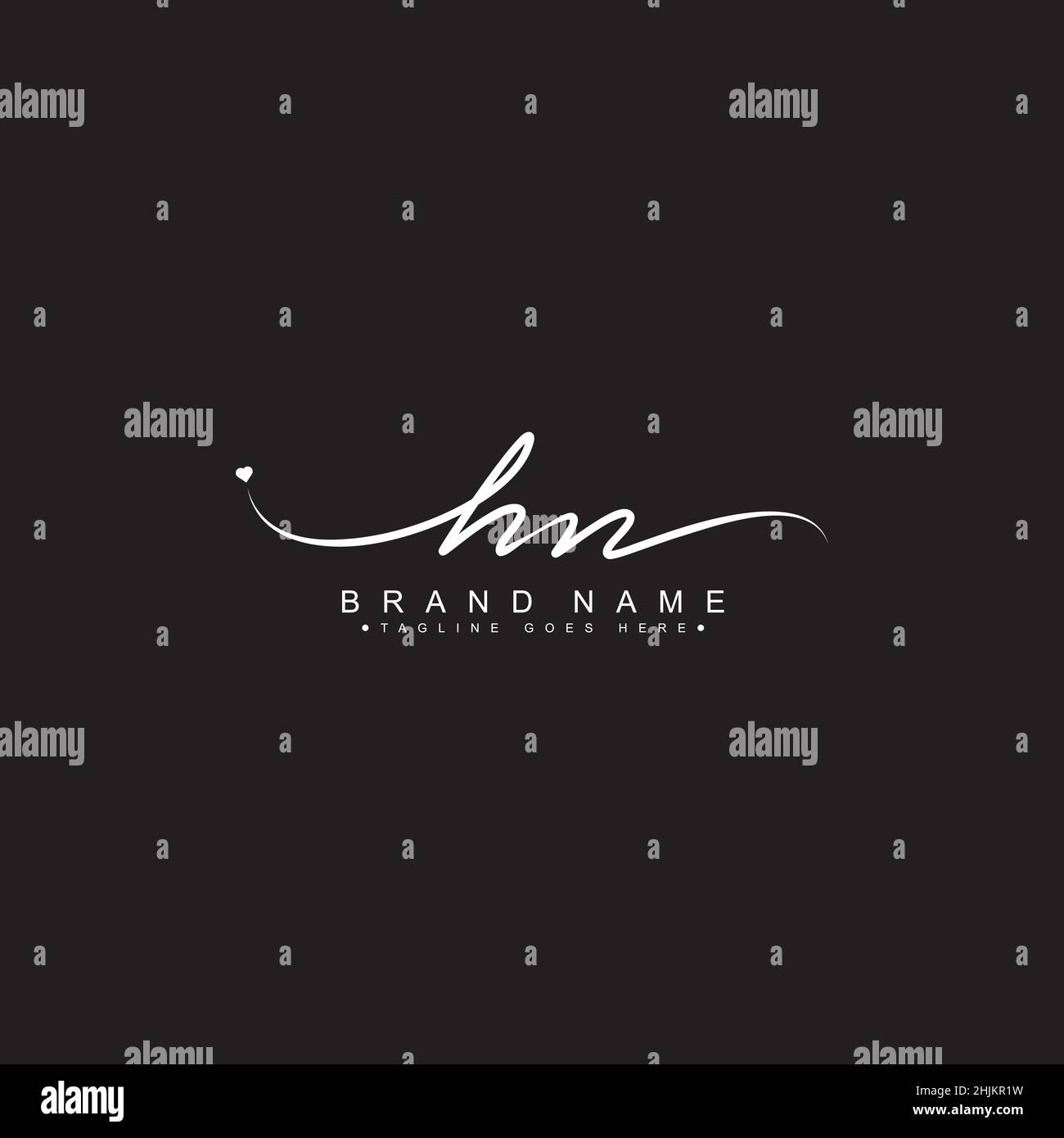 Initial Letter HN Logo - Hand Drawn Signature Style Logo - Minimal ...
